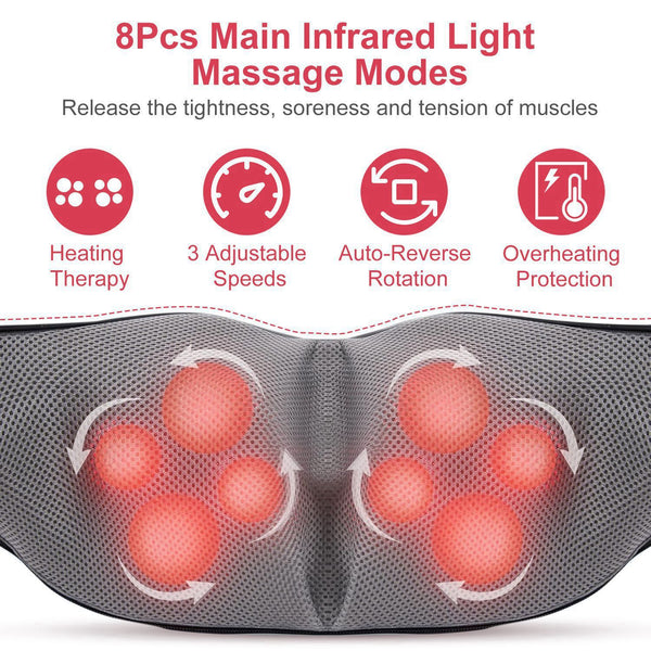 Electric Neck And Back Massager with Infrared Light Heating 3 Intensit ...